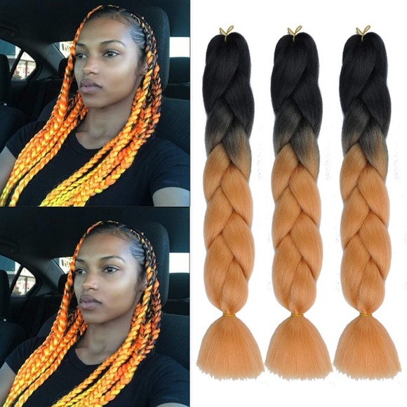 Accessories | 5 Packs Of Black Orange Ombr Braiding Hair Nwt | Poshmark